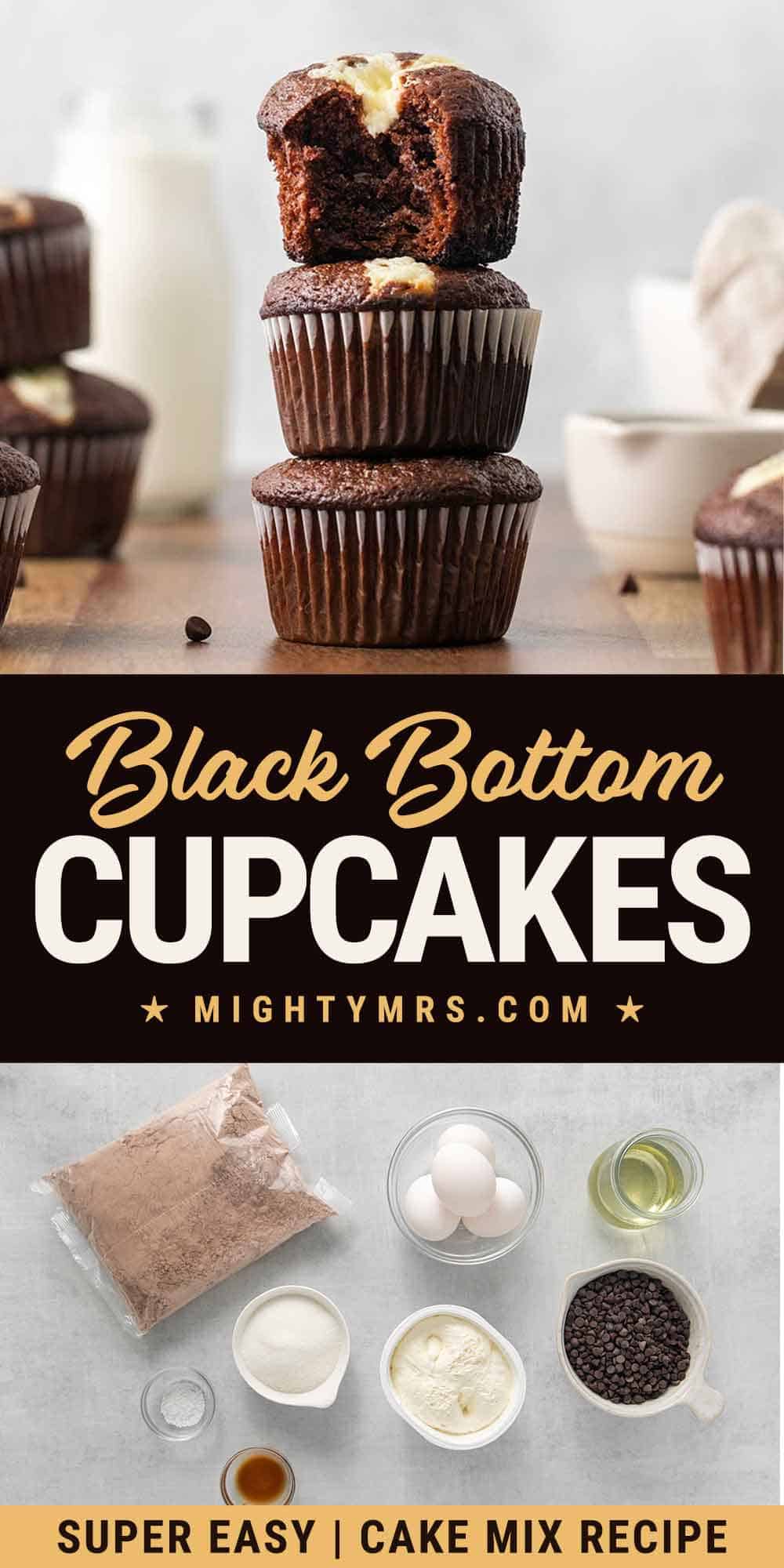 Cake Mix Black Bottom Cupcakes - Mighty Mrs