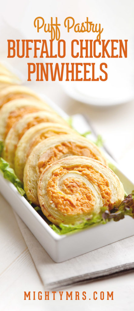 Buffalo Chicken Puff Pastry Pinwheels - Mighty Mrs