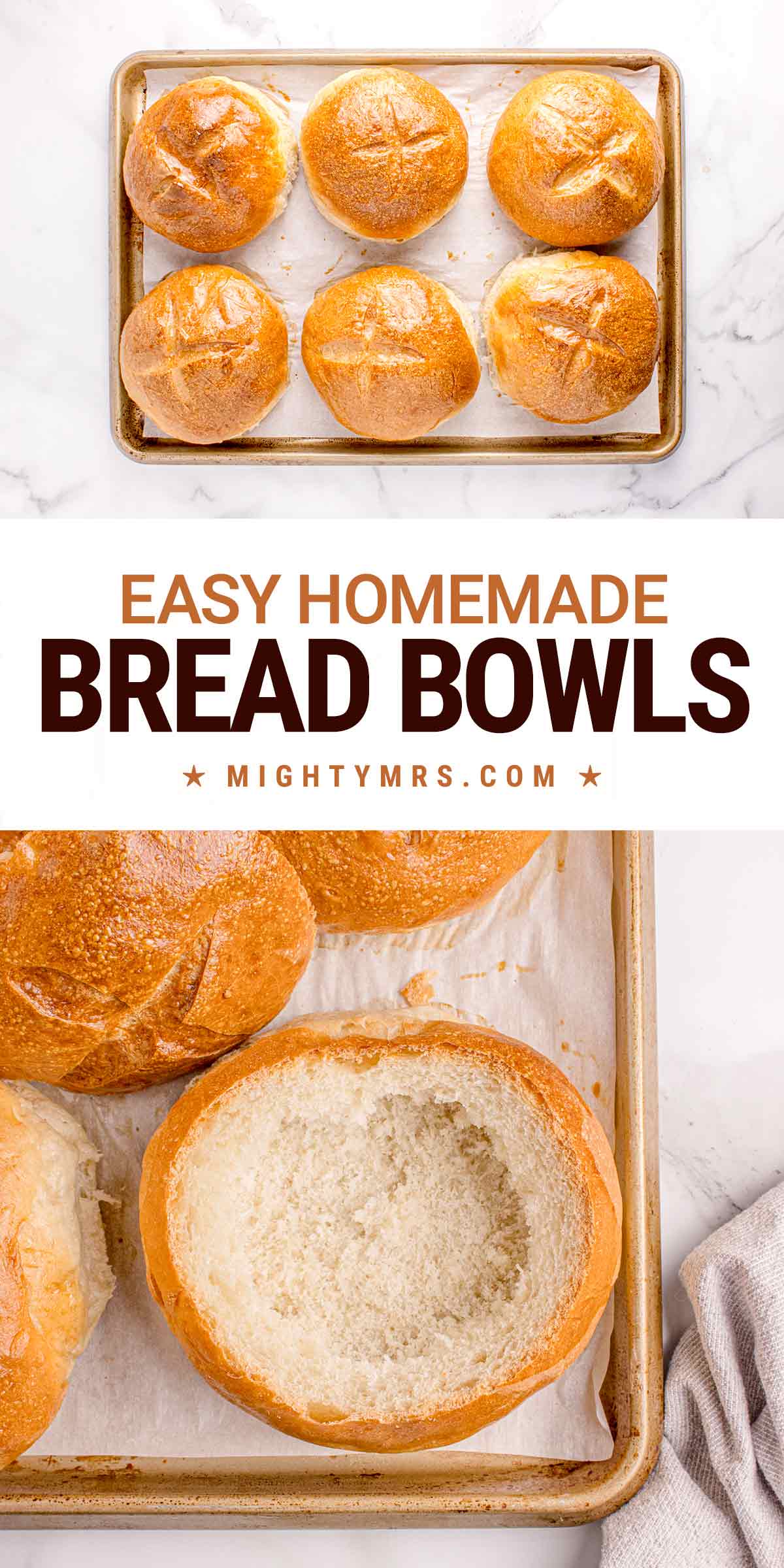 Homemade Bread Bowls - Mighty Mrs
