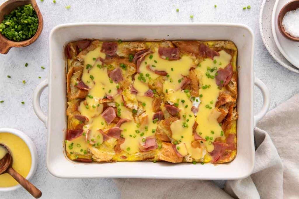 Eggs Benedict Croissant Casserole - Mighty Mrs
