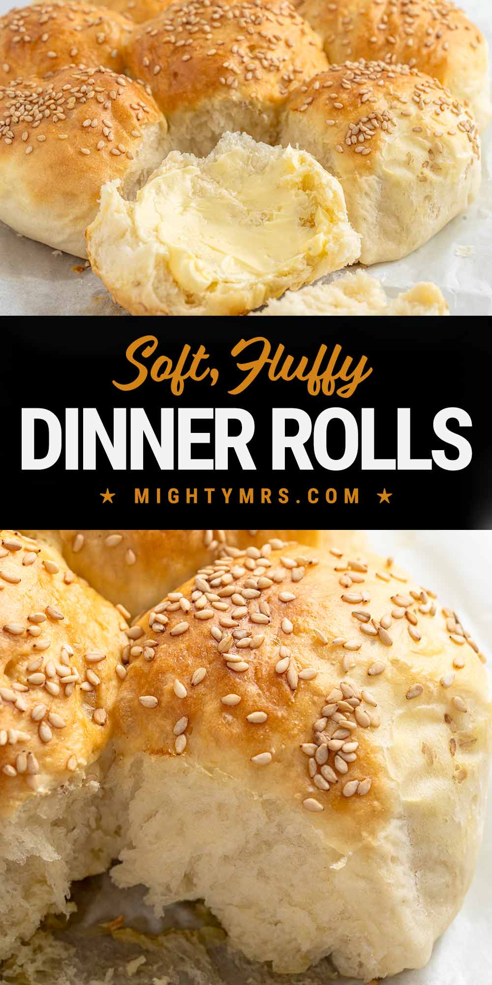 Sesame Dinner Rolls - Mighty Mrs