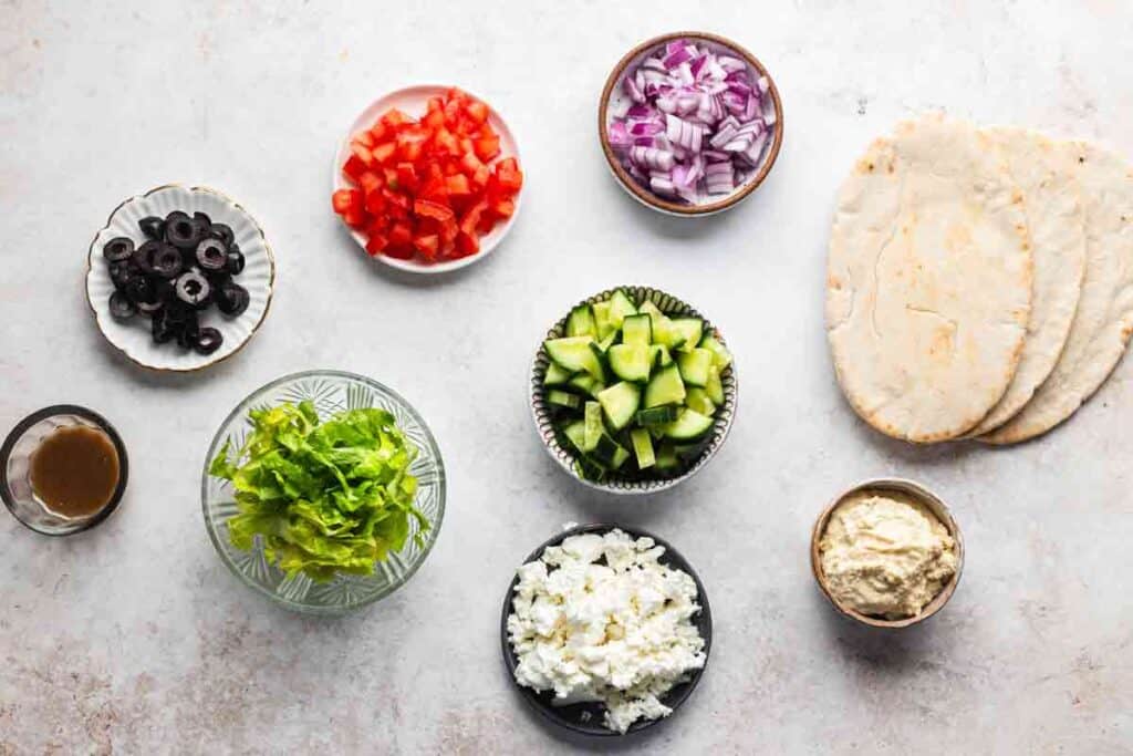 Greek Veggie Pita Wraps - Mighty Mrs