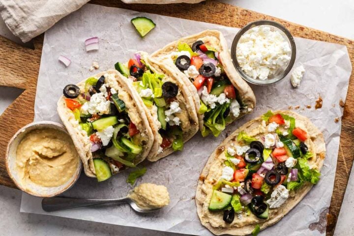 Greek Veggie Pita Wraps - Mighty Mrs