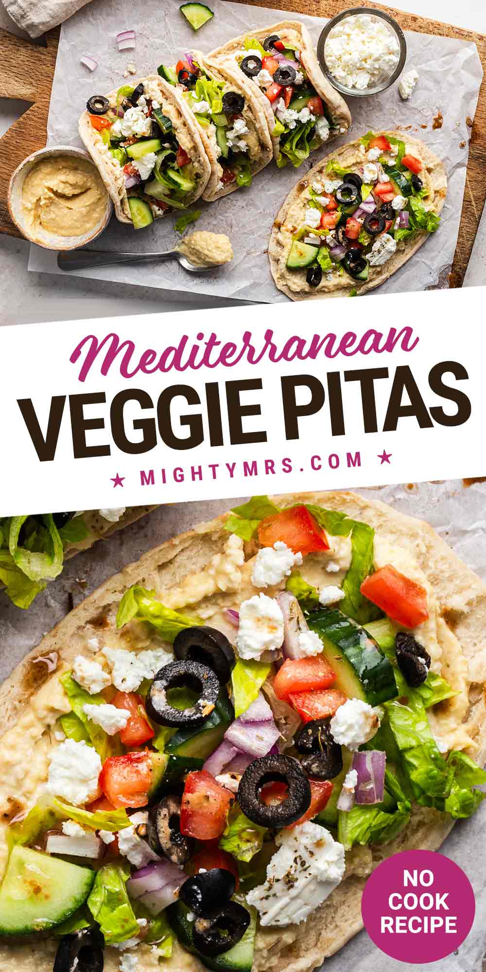 Greek Veggie Pita Wraps - Mighty Mrs