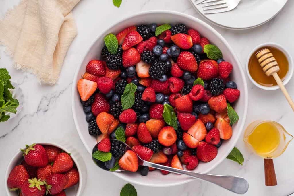 Berry Salad with Mint - Mighty Mrs