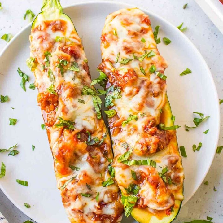 Italian Sausage Zucchini Boats - Mighty Mrs