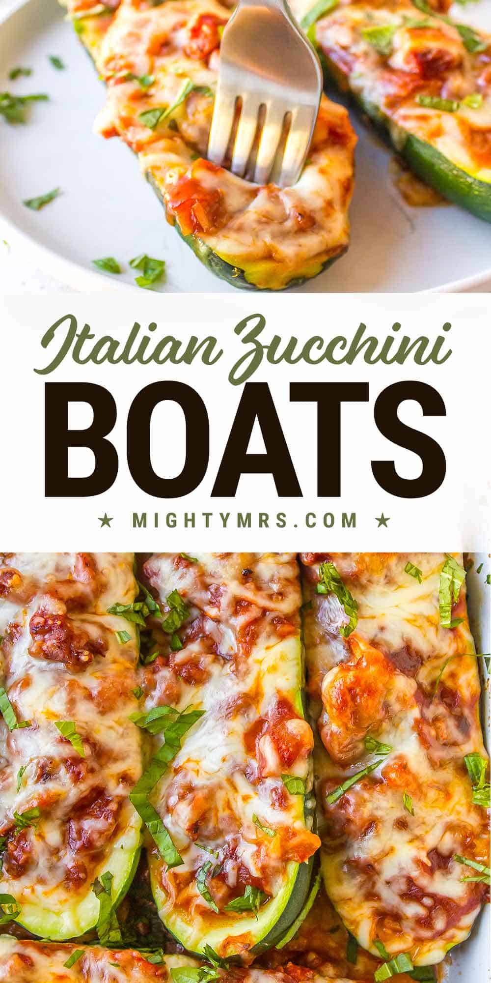 Italian Sausage Zucchini Boats - Mighty Mrs