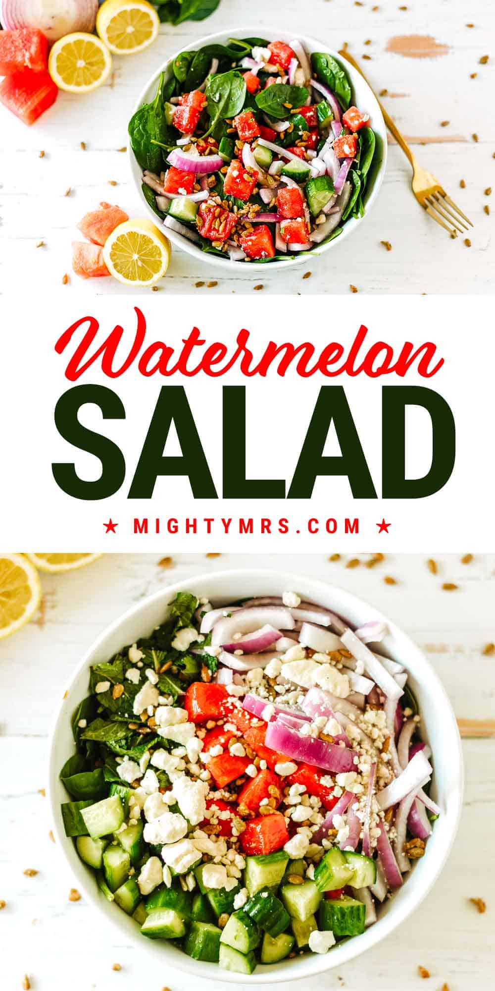 Watermelon Cucumber Feta Salad - Mighty Mrs